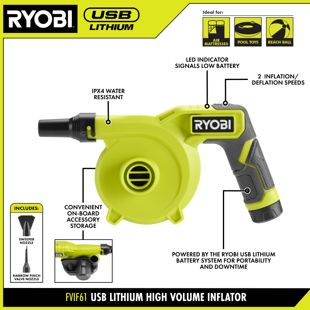 Ryobi USB Lithium High Volume Inflator - Concord Carpenter